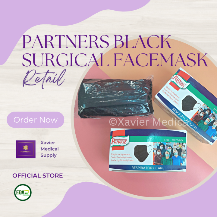 PARTNERS Black Surgical Face Mask Retail (Sold per Box) | Lazada PH