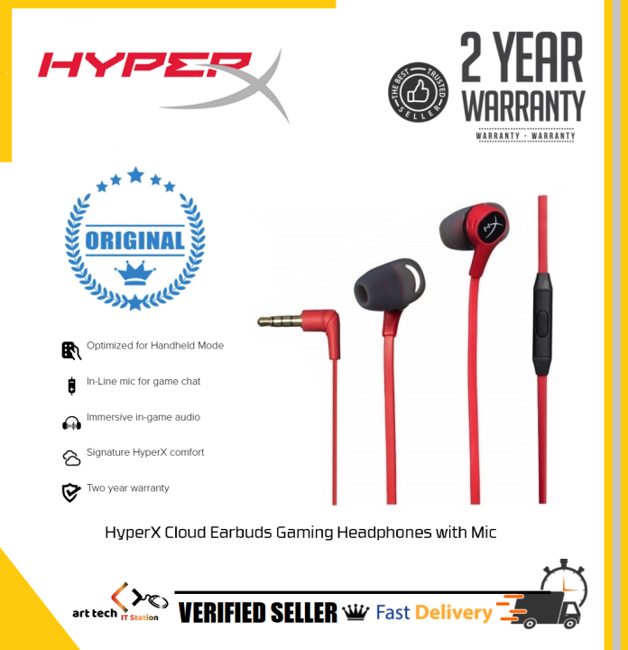 Hyperx Cloud Earbuds In Ear Gaming Headphone With Mic Hx Hsceb Rd