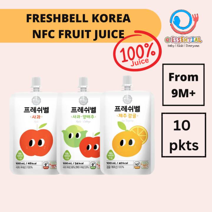 FRESHBELL KOREA NFC 100% FRUIT JUICE / NO SUGAR ADDED / NFC NOT-FROM-CONCENTRATE 9M+ (BUNDLE ...
