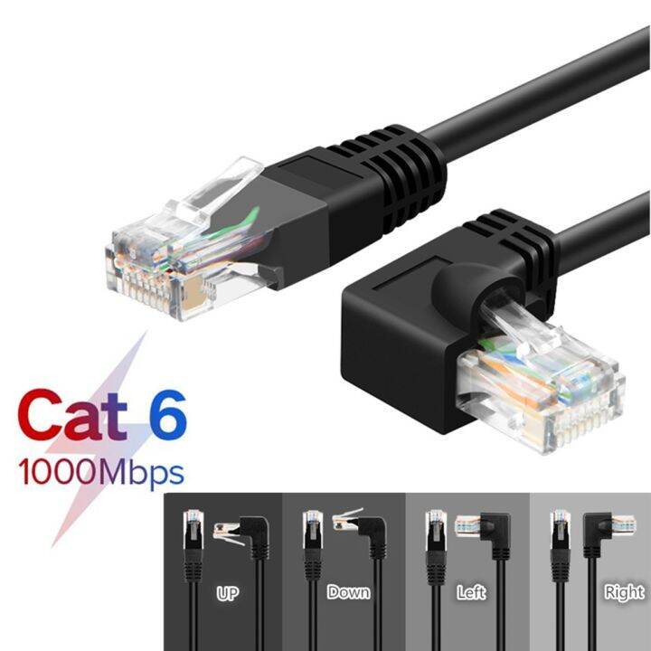 Ethernet Cable CAT6 RJ45 Network Patch Lead Cable Right Angled For PC ...