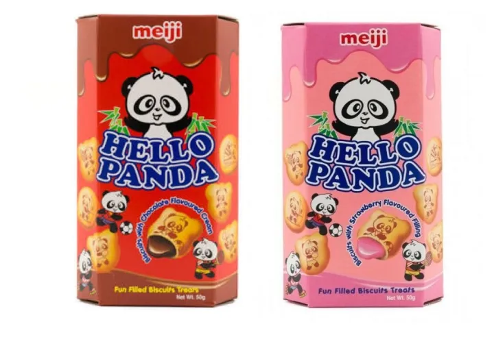 Meiji Hello Panda Biscuit Strawberry Chocolate Flavored Filling 43g ...
