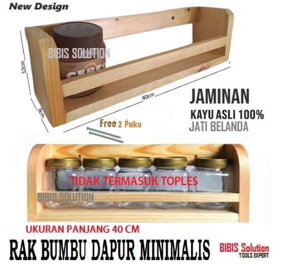 Rak Dapur Kayu Rak Tempat Bumbu Rak Bumbu Dapur Tempel Dinding Kamar ...