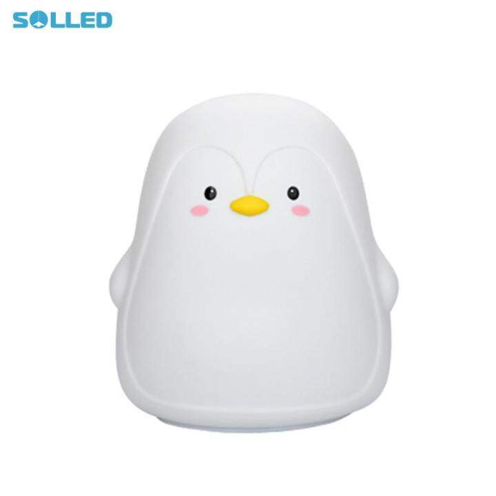SOLLED โคมไฟกลางคืนซิลิโคนแสงแพท USB ชาร์จการ์ตูนเพนกวินรูปร่างสำหรับ ...
