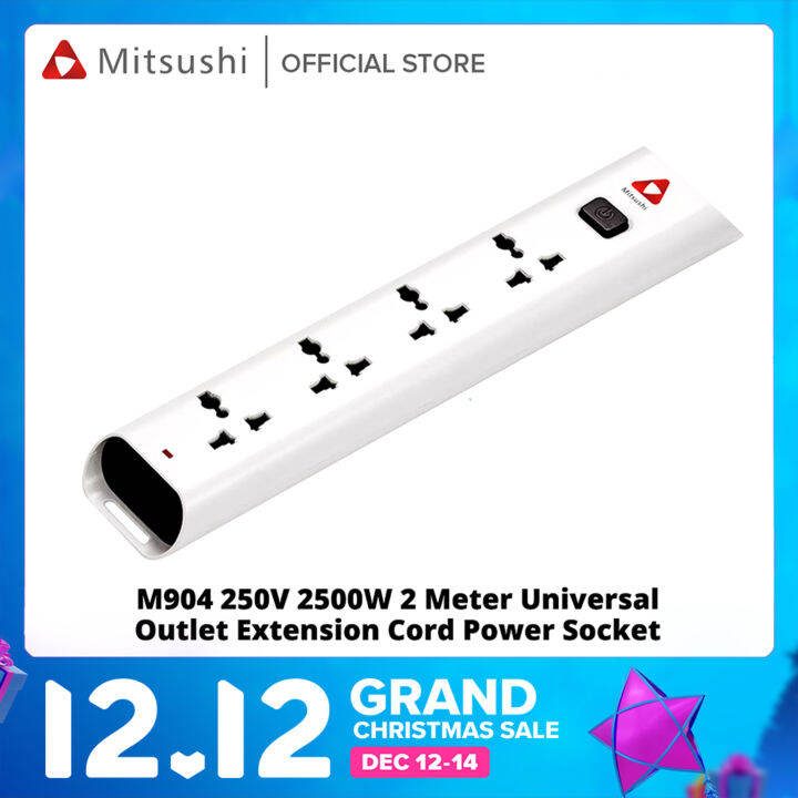 Mitsushi M904 M904u 250v 2500w 2 Meter Universal Outlet Extension Cord Power Socket Lazada Ph