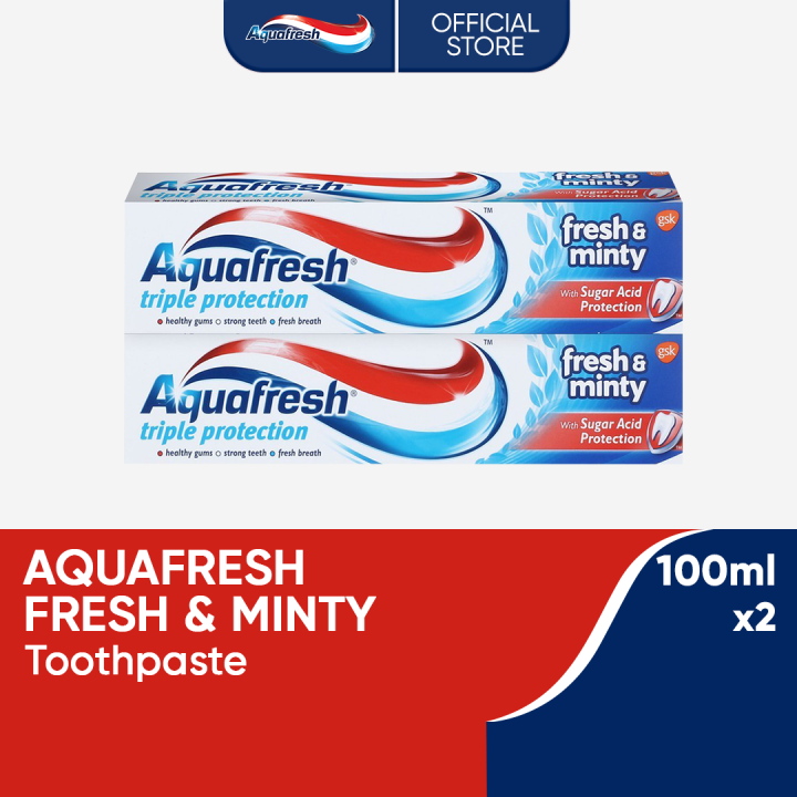 Aquafresh Fresh & Minty Toothpaste 100ml [Twin Pack] for Healthy Gums ...