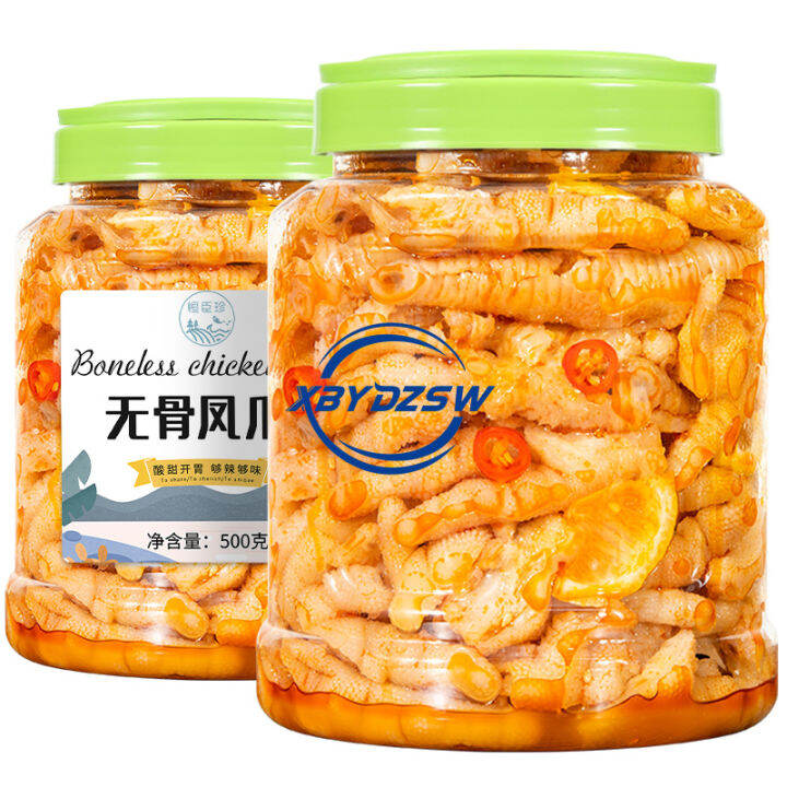 【Huadong store】Lemon Hot and Sour Boneless Chicken Feet Canned 500g ...