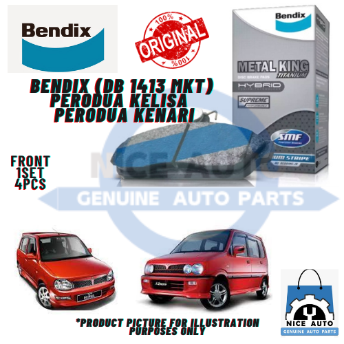 PERODUA KELISA / KENARI FRONT BRAKE PAD - BENDIX Metal King Titanium DB1413 | Lazada