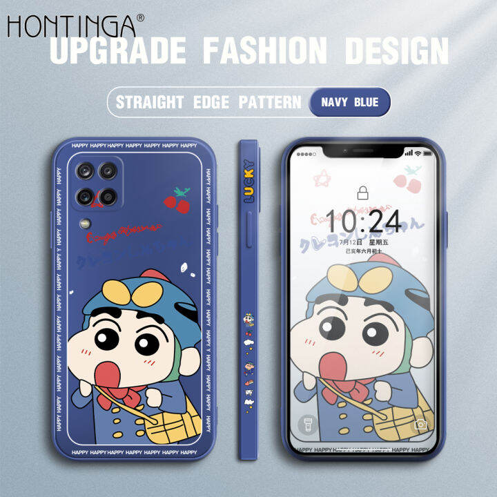 Hontinga Casing Case For Samsung Galaxy A12 M12 Case Cartoon Action Kamen Shin-chan Case Square ...