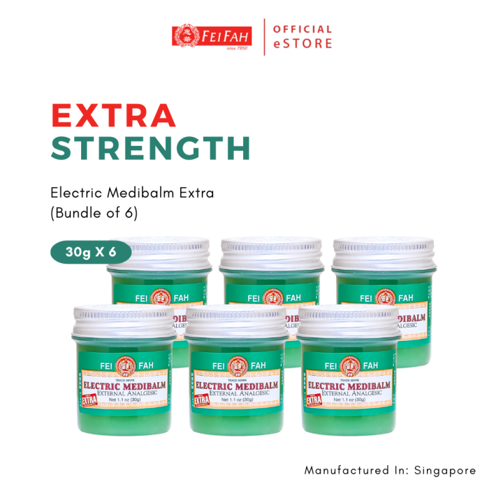 Fei Fah Electric Balm Extra 30G x 6 Strengthened Formula Migraine, Ache ...