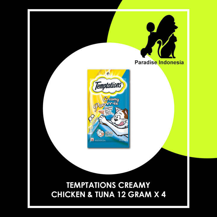 TEMPTATIONS CREAMY PURREE CHICKEN & TUNA 12GR x 4 ( 48gr ) SNACK UNTUK ...