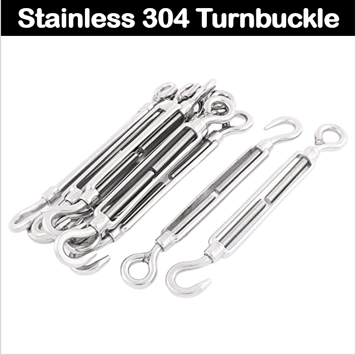 B&N M12 M16 M20 304 Stainless Steel 304 Turnbuckle Eye & Hook Open ...