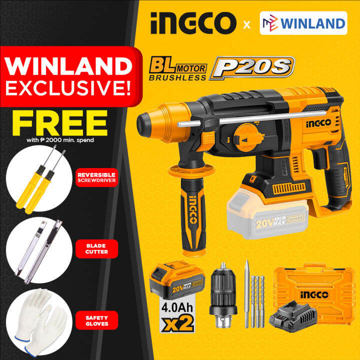 INGCO by Winland 20V Lithium-Ion Cordless Rotary Hammer CRHLI202289 ING ...