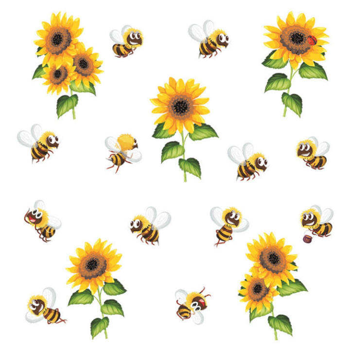 Bumble Bee Stickers 3D Honey Bee Window Decals Sunflower Stickers ...