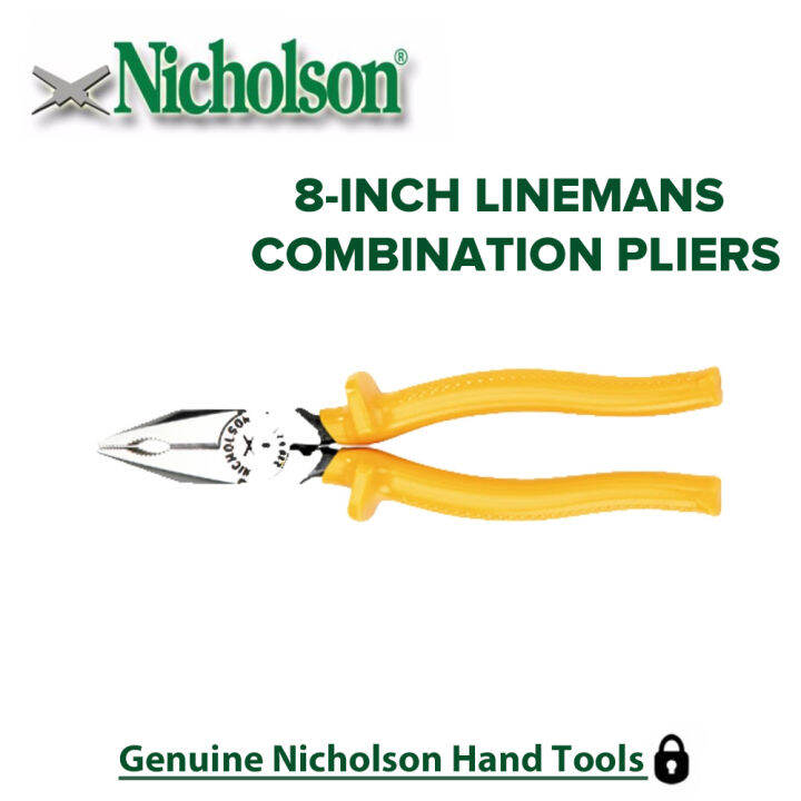Nicholson 8-inch Lineman's Combination Plier for Cutting Copper-Yellow ...