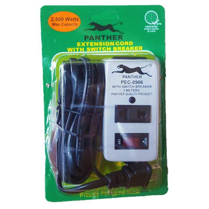 Panther Extension Cord with Switch Breaker 2 Outlet Set 3M PEC-0906 ...