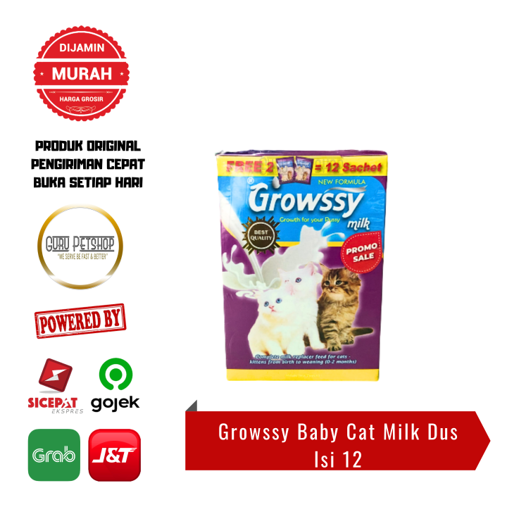 Growsy Susu Kucing Kemasan Dus 12 Sachet Growssy Baby Cat Milk | Lazada ...