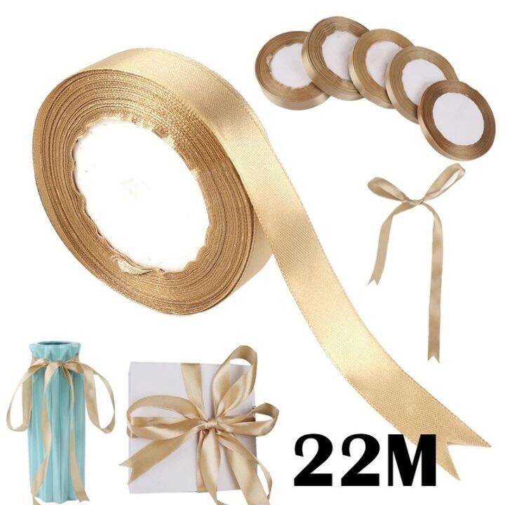 22M/Roll Champagne Gold Ribbon~Christmas Ribbon Gift Packaging Wedding ...
