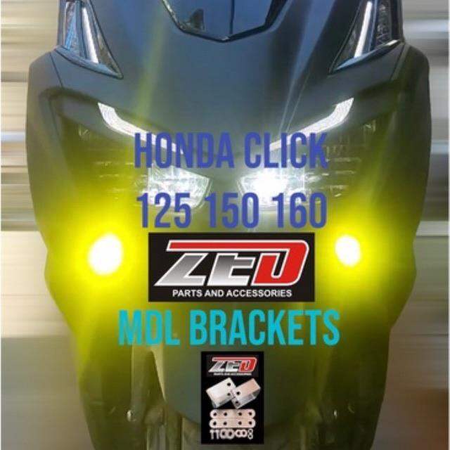 ☁ Mini Driving Light LED Bracket For Honda Click 125-150-160 Stainless ...
