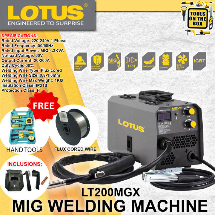 Lotus 200A MIG inverter Welding Machine GASLESS LT200MGX FREE Flux ...
