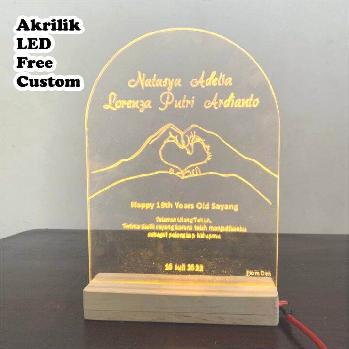 Hampers Lampu Tidur LED Akrilik Laser Grafir Custom Kado lampu tidur led akrilik custom foto ...