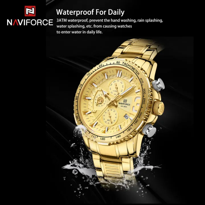 NAVIFORCE NF8017 Mens Watch Business Casual Fashion Multifunction 30M Waterproof Stainless Steel ...