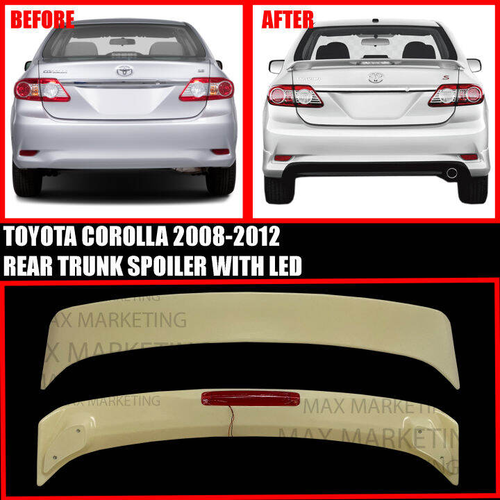 TOYOTA COROLLA ALTIS 2008-2012 REAR TRUNK SPOILER WITH LED ABS SKIRT ...