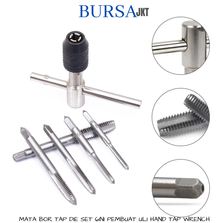 MATA BOR TAP DIE SET PEMBUAT ULIR BAUT SEKRUP TAP WRENCH M3 - M8 ...