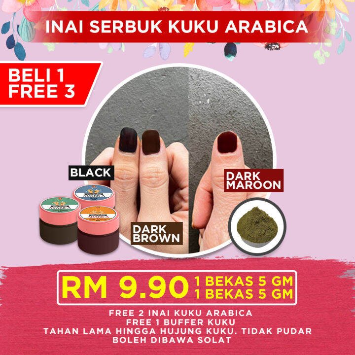 ♪3 BEKAS INAI RM 9 - Inai Serbuk Kuku Arabica Jari Cantik Tak Mudah ...