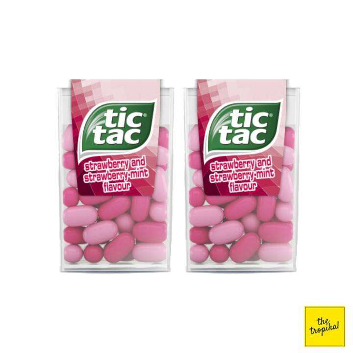Pack of 2 Tic Tac Strawberry and Strawberry Mint Flavored Candies 14.5g ...