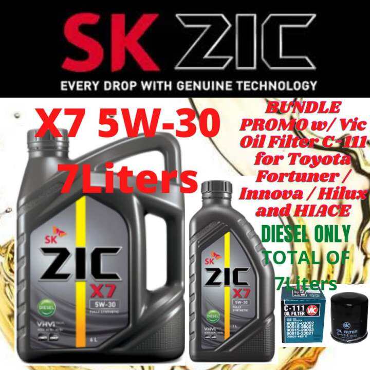 SK ZIC X7 5W-30 Diesel Fully Synthetic 7 Liters with Vic Oil Filter C ...