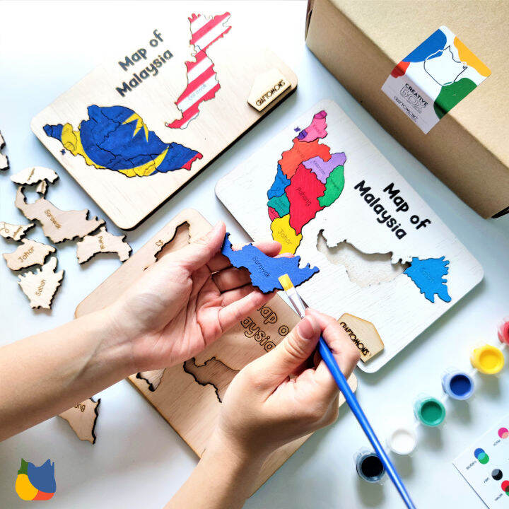 🇲🇾 Merdeka Special - Wooden Puzzle - Map of Malaysia (Paint . Play ...
