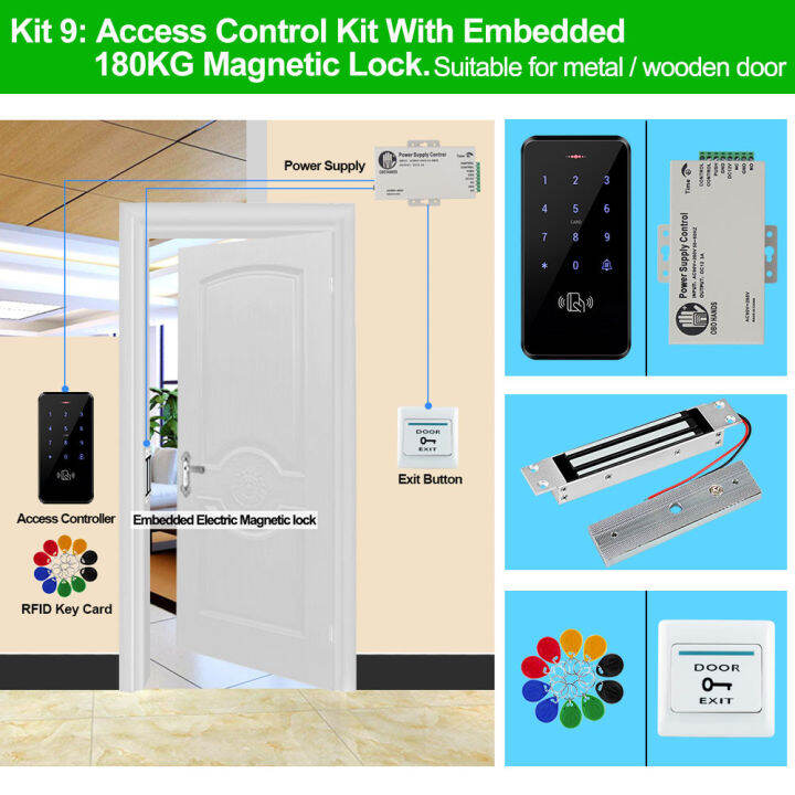 IP68 Waterproof Door Access Control System Kit RFID Keypad + Power Supply + 180KG Electric ...