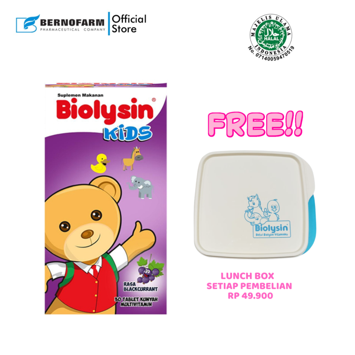 Biolysin Kids Tablet Kunyah Multivitamin Rasa Blackcurrant - Isi 30 ...