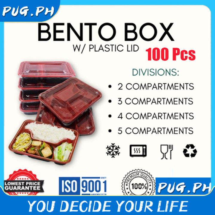 [COD&With Lid] 100Pcs Disposable Bento Boxes,With Transparent lid， 3 ...