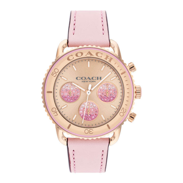 COACH CRUISER CO14504123 นาฬิกาข้อมือผู้หญิง สายหนัง สีชมพู | Lazada.co.th