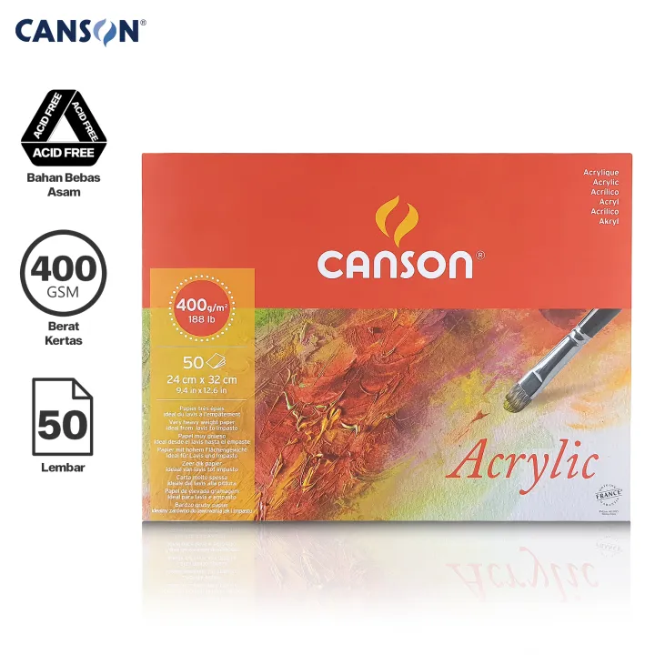 CANSON Acrylic Kertas Cat Air 50 Lembar 24 x 32 CM Watercolor Pad ...
