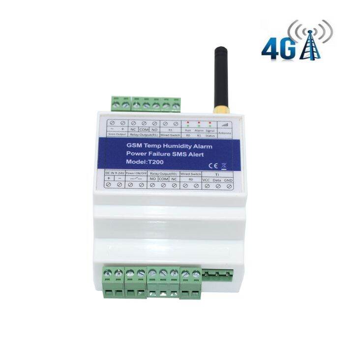 DIN-Rail GSM 4G SMS Remote Control Temperature Humidity Status Monitor ...