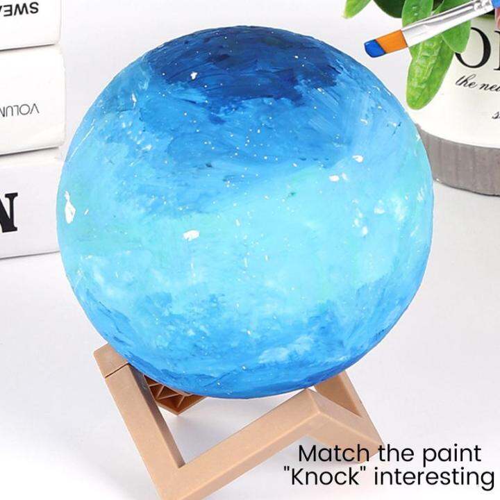 Paint Your Own Moon Lamp Kit 3D DIY Moon Night Light with Stand Pens ...