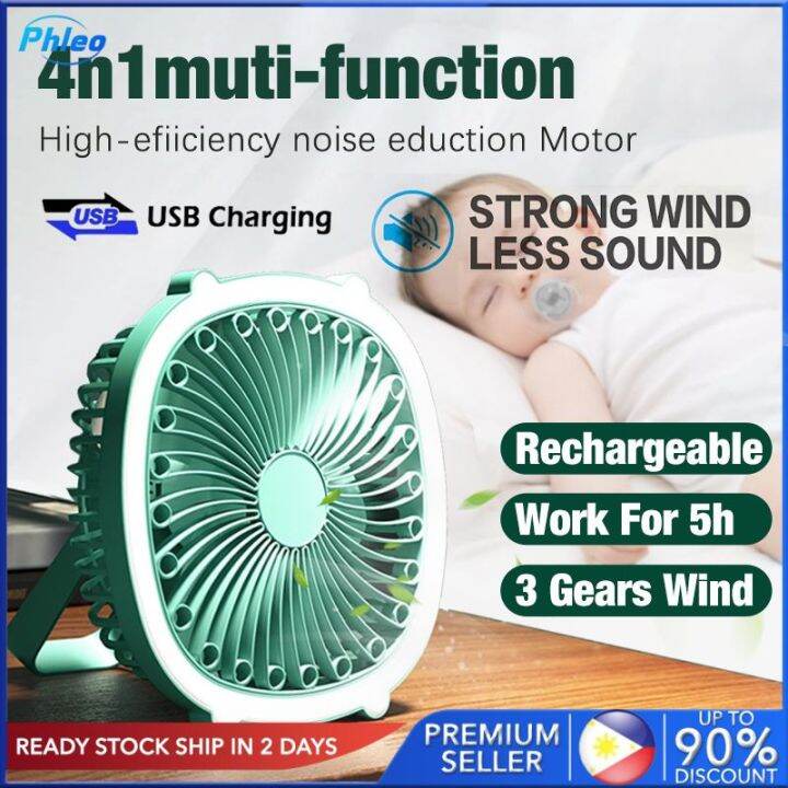 4 In 1 Mini Fan Rechargeable For school Multi-function Desktop Fan With ...