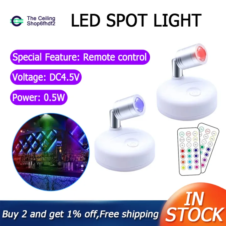 RGB Wireless Spotlight Indoor, Battery Operated Mini Accent Lights with ...