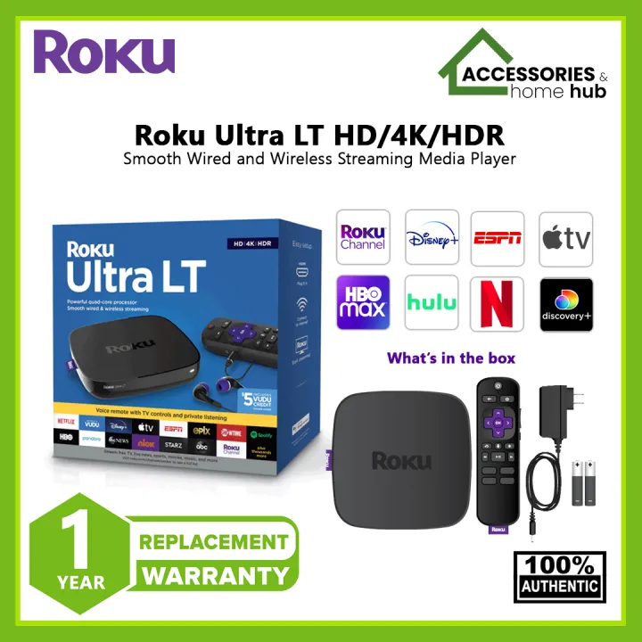 Roku Ultra LT HD/4K/HDR Wired and Wireless Streaming Media Player ...