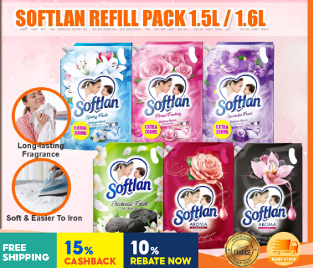 SOFTLAN Fabric Softener Refill Pack 1.5L / 1.6L Floral Fantasy Charcoal ...