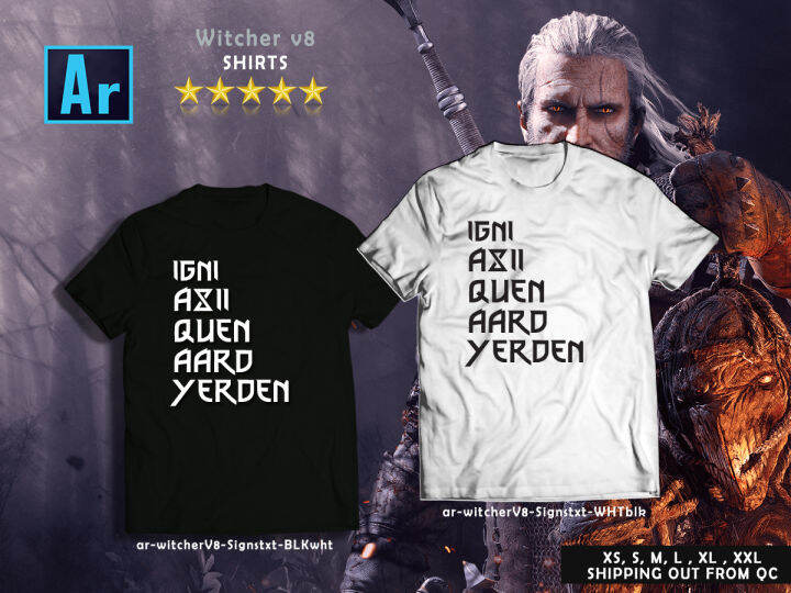 Witcher signs text Tshirt Custom unisex Tees Geralt of rivia Witcher ...