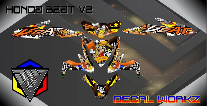 HONDA BEAT V2 DECAL STICKER, ORANGE l ONE PIECE | Lazada PH