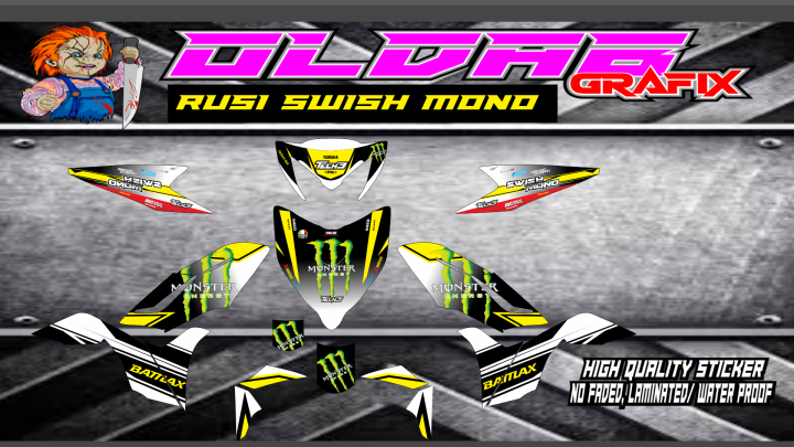 RUSI SWISH MONO STICKER FULL BODY DECALS, MONSTER-170 | Lazada PH