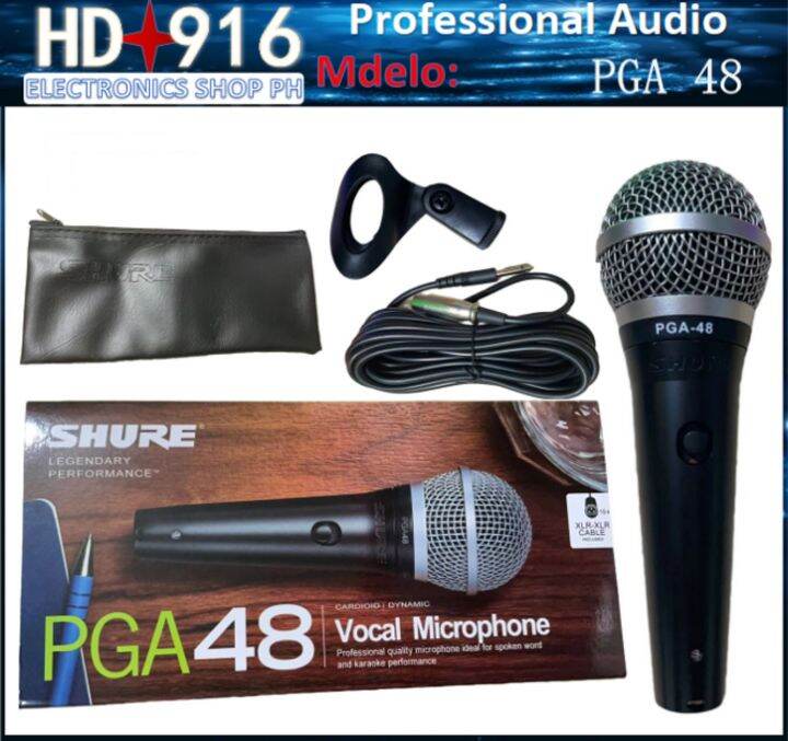The SHURE PGA48 Cardioid Dynamic Vocal wired Microphone PGA-48 5meter ...