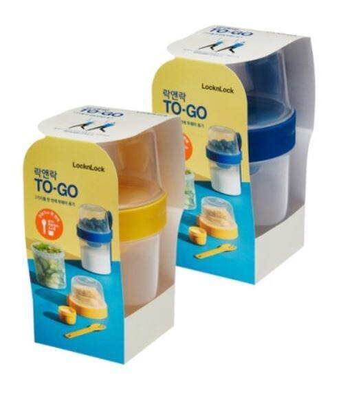 LocknLock To Go Airtight Lunch Box Two-Way Salad Yogurt Container 560ml + 310ml | Lazada Singapore