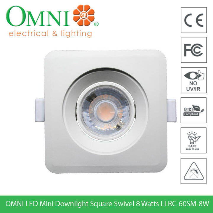 OMNI LED Mini Downlight Square Swivel 8 Watts LLRC-60SM-8W | Lazada PH