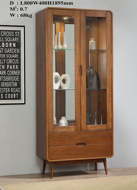 2 Door Solid Wood Veneer Display Cabinet | Lazada