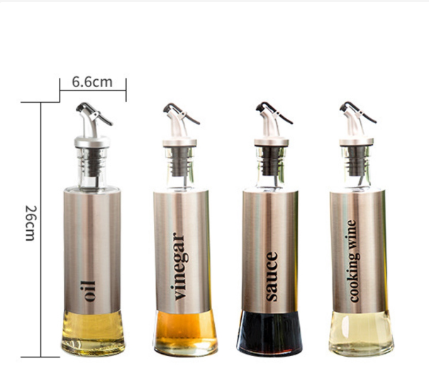 LP 300ml Bottle Clear Glass condements Dispenser Stainless Steel ...